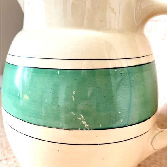 Roseville | Kitchen | Roseville Pottery Creamware Pitcher Green Stripe ...
